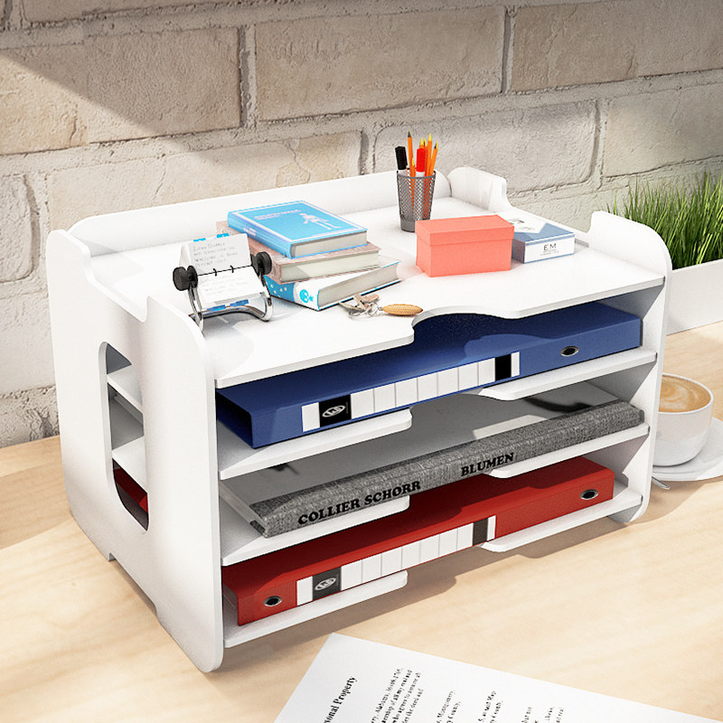 文件架子置物架桌上多层横式文件夹资料架办公用品大全办公桌收纳_虎窝淘