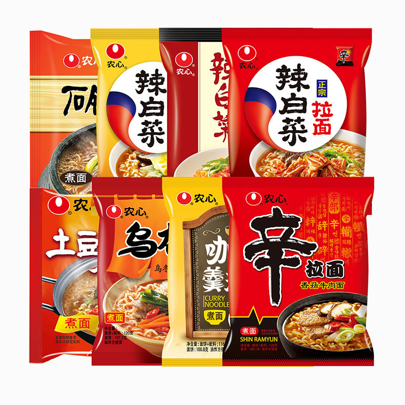 农心经典辛拉面八连包960g（120g*8袋）组合装方便面拉面韩国泡面_虎窝淘