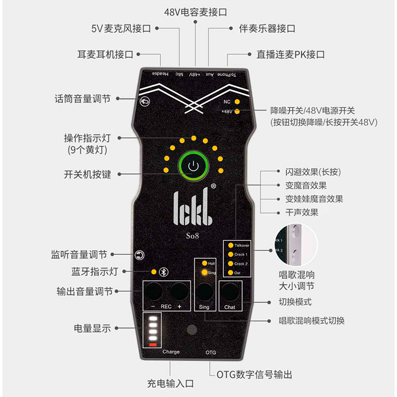 ickb so8第五代手机声卡唱歌直播专用设备全套网红主播麦克风套装_虎窝淘