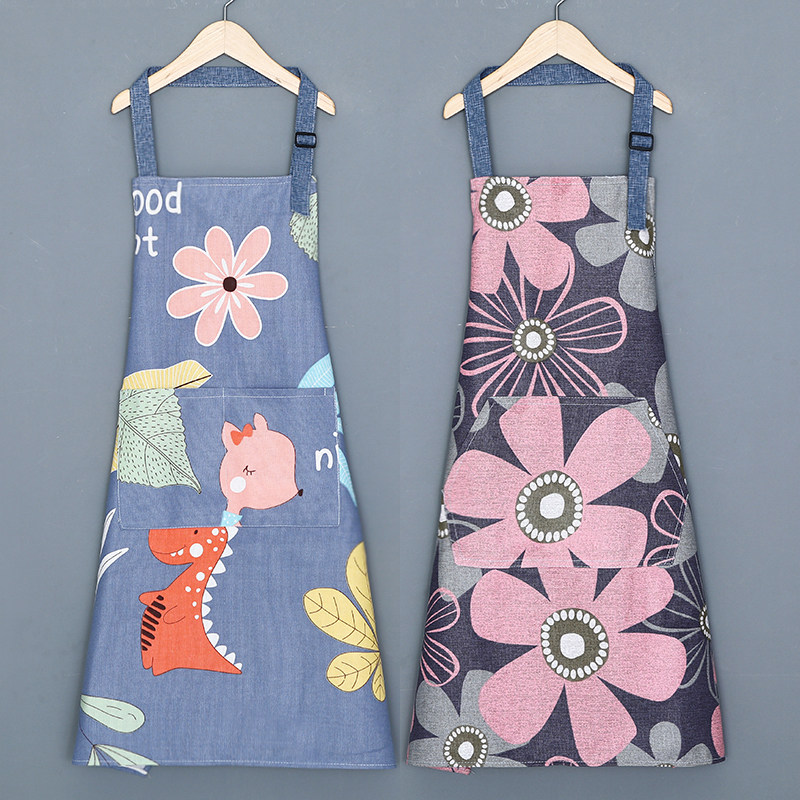 家用厨房围裙女夏季薄款透气纯棉2021新款做饭可爱帆布工作服男_虎窝淘