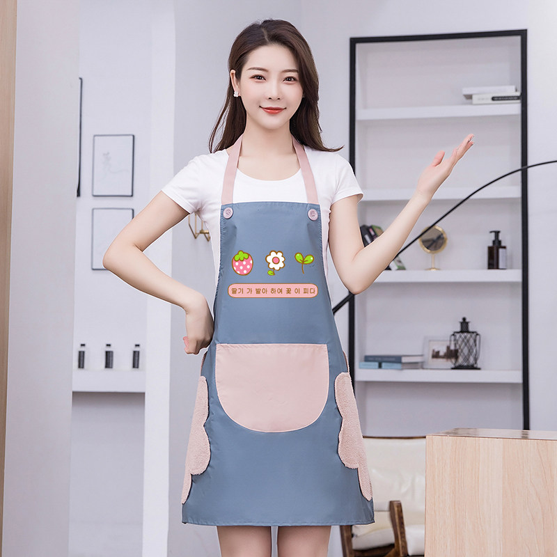 家用厨房围裙女夏季防水防油工作服定制2021新款网红同款做饭围腰_虎窝淘