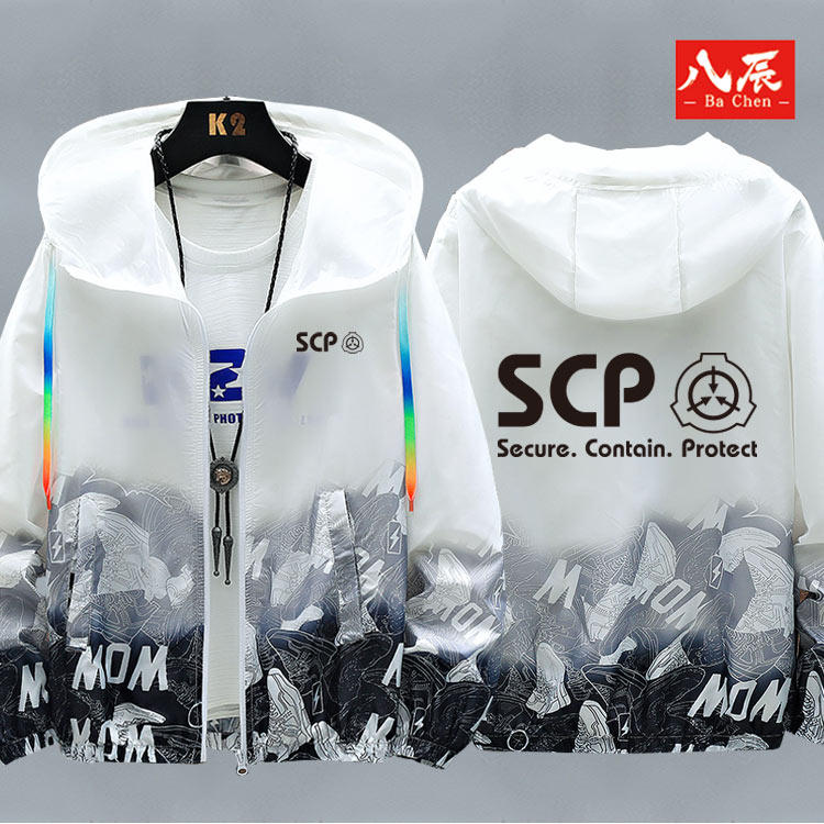 SCP基金会连帽外套夏季动漫男情侣防晒夹克夹克外套衣服薄款_虎窝淘