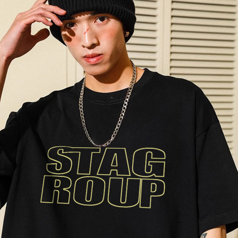 STA短袖宽松男女女装线条logo国潮T恤