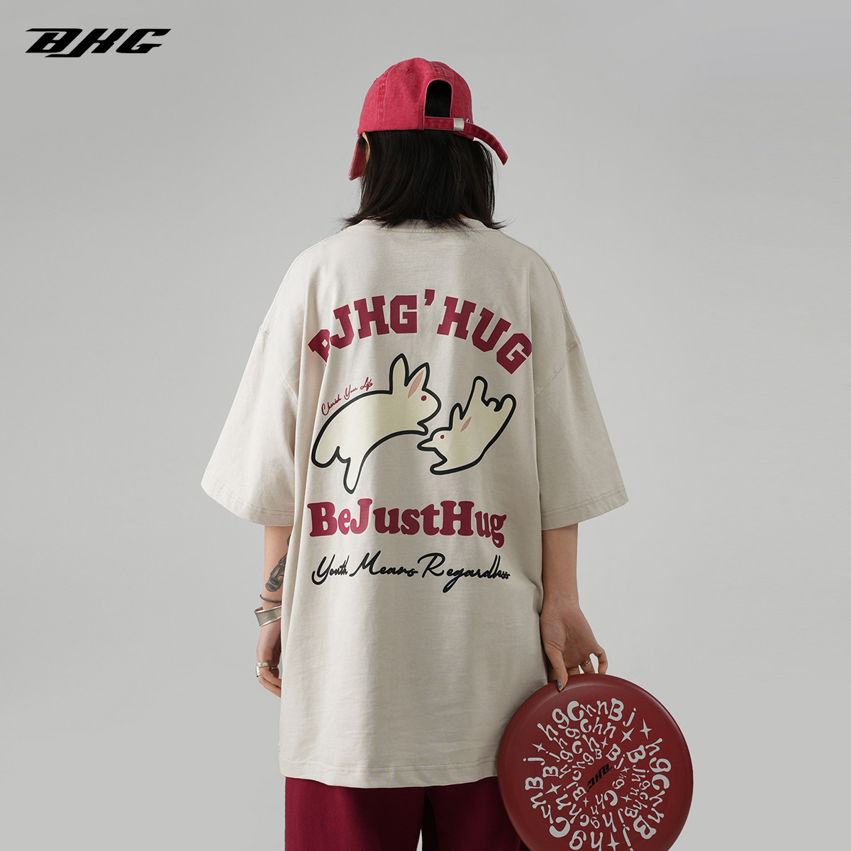 【BeJustHuG复古系列】BJHG夏植绒兔印花短袖男潮美式重磅纯棉T恤_虎窝淘