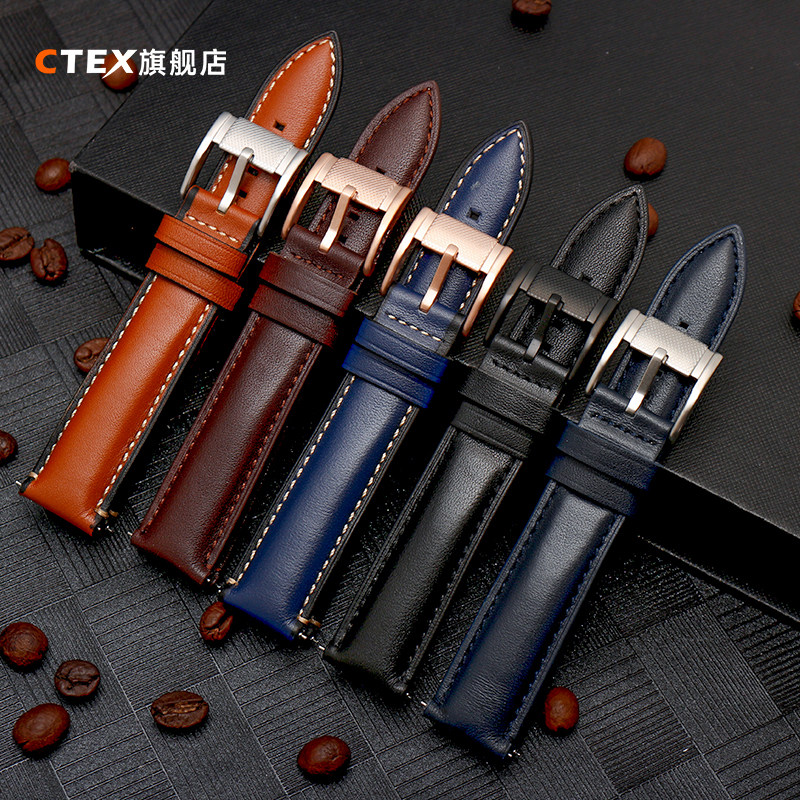 真皮手表带适配Fossil化石FS4735 FS5436 ME3104 FS5503男女22mm_虎窝淘