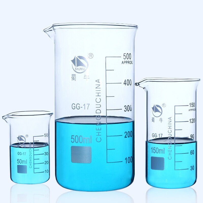 蜀牛高型烧杯GG-17加厚高硼硅实验室用玻璃烧杯高脚烧杯耐高温100250500ml厚壁高形烧杯子化学实验器材_虎窝淘