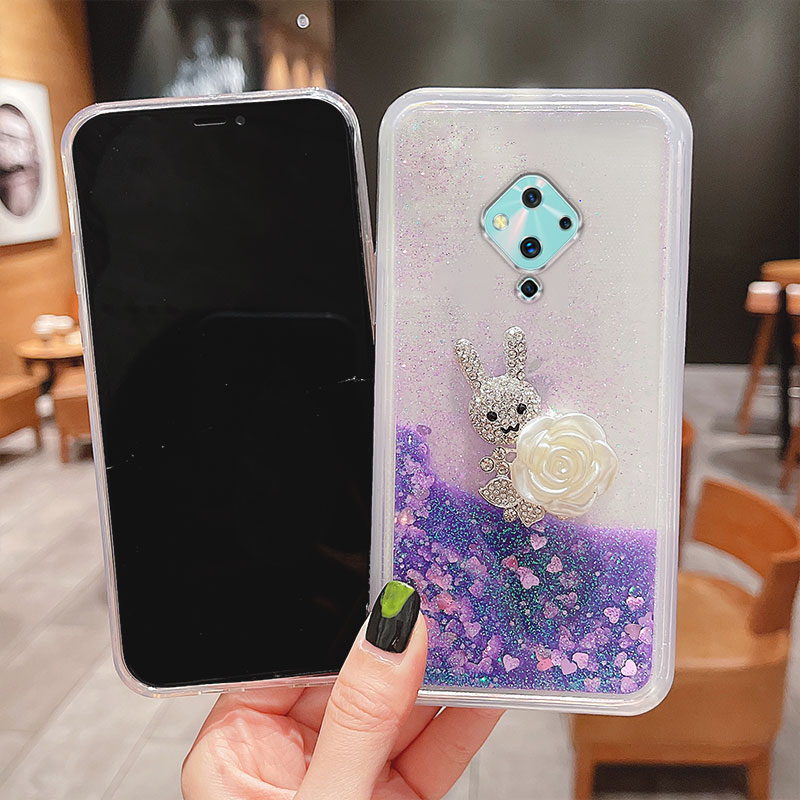 vivos5手机壳vivis5粉紫色轻奢6.44寸保护套vovo玫瑰花兔vivo5s气质女voviS5流沙液体V1932A高颜值VIV0s5防摔_虎窝淘