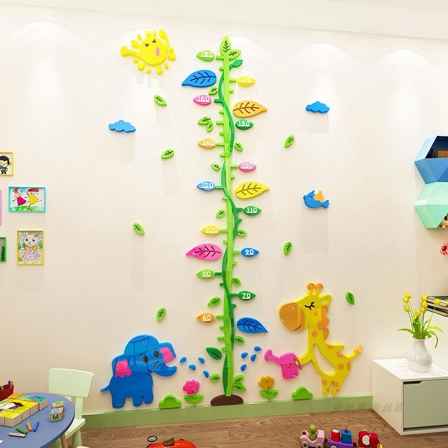 Cartoon animal height sticker 3d three-dimensional acrylic children's ...