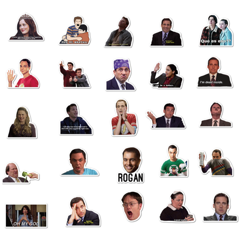 100张美剧表情包涂鸦贴纸手机壳滑板行李箱笔记本保温杯防水贴纸_虎窝淘