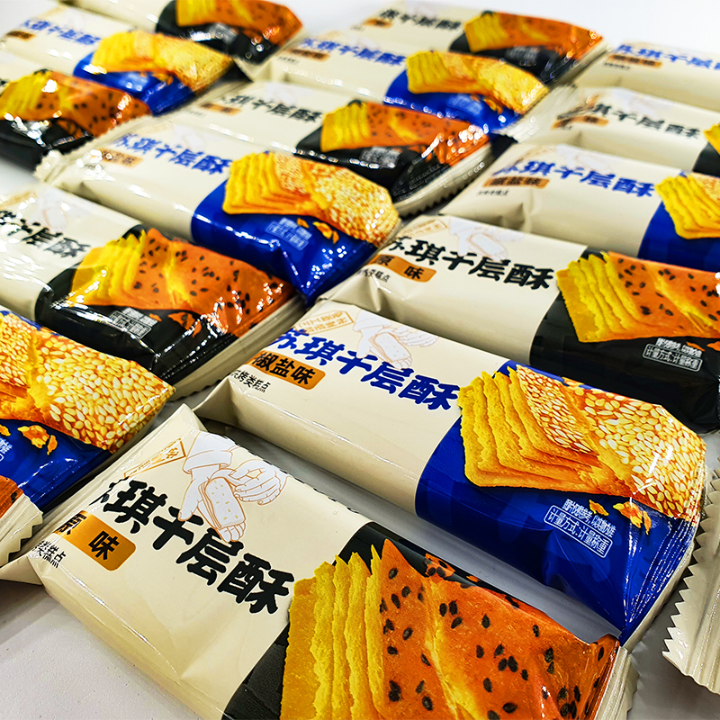 苏琪千层酥芝麻薄脆饼干318g*4袋原味椒盐手工千层酥南通特产零食_虎窝淘