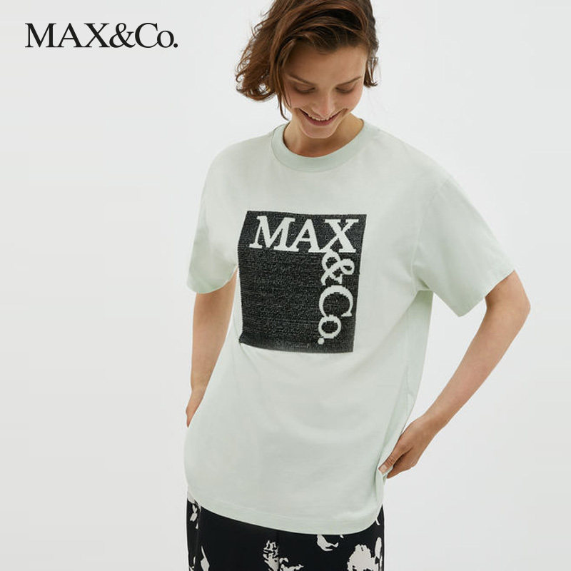 MAX&Co.新品珠饰Logo T恤 7974961003 maxco_虎窝淘