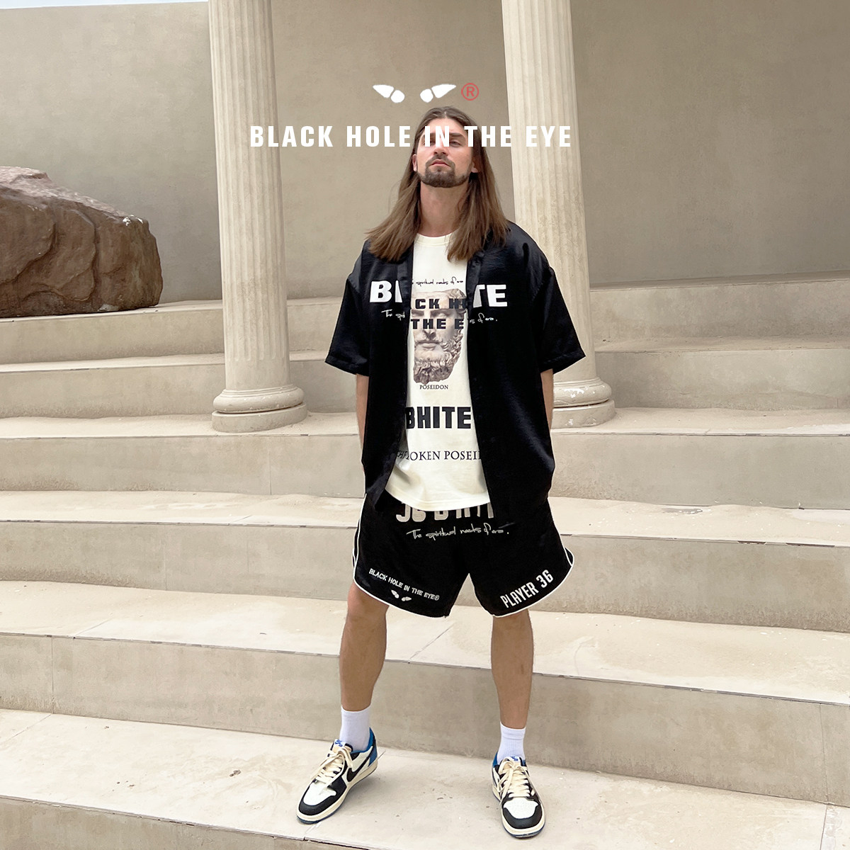 BHITE空瞳《36号拳手》原创重工丝绸质感贴布刺绣拳击短裤高街风_虎窝淘