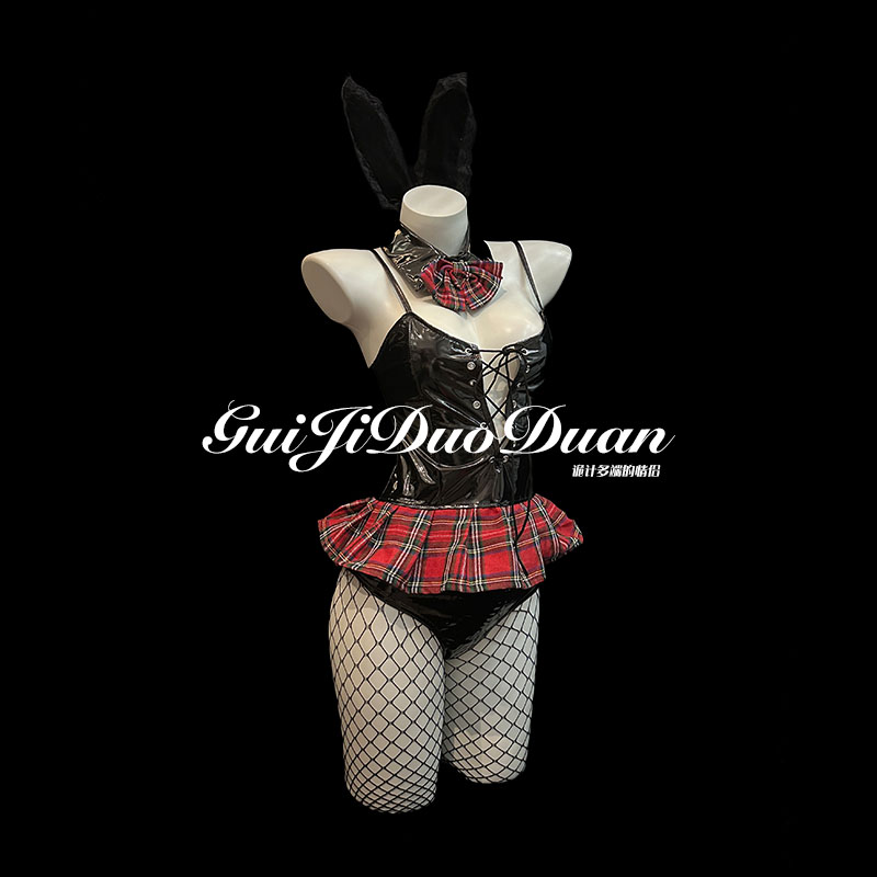 Gj诡计「麻衣学姐」兔女郎cos服装漆皮制服内衣qqny女仆性感睡衣_虎窝淘