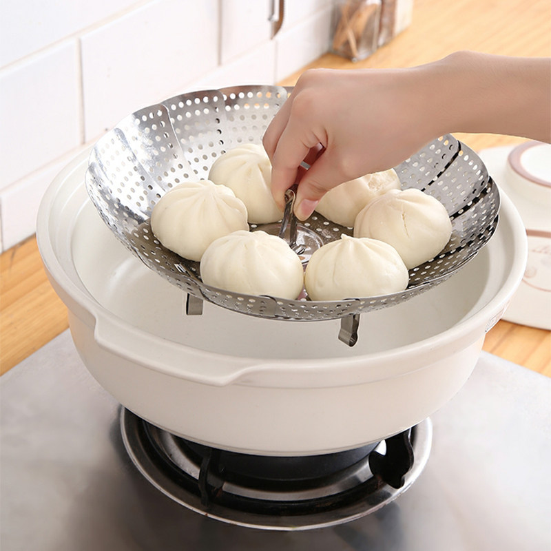 304不锈钢折叠蒸笼万能蒸盘蒸屉蒸架家用隔水篦子伸缩蒸笼多功能_虎窝淘