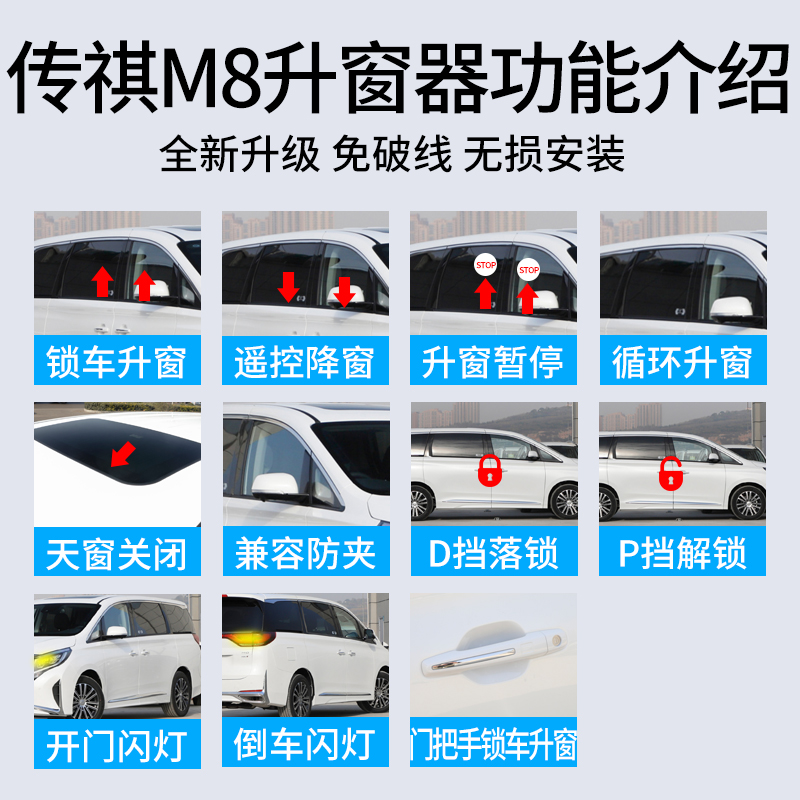 专用21款传祺GM8自动升窗器M8锁车玻璃一键升降obd关窗落锁黑科技_虎窝淘