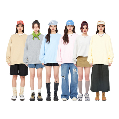 秋季纯色百搭情侣套头圆领卫衣