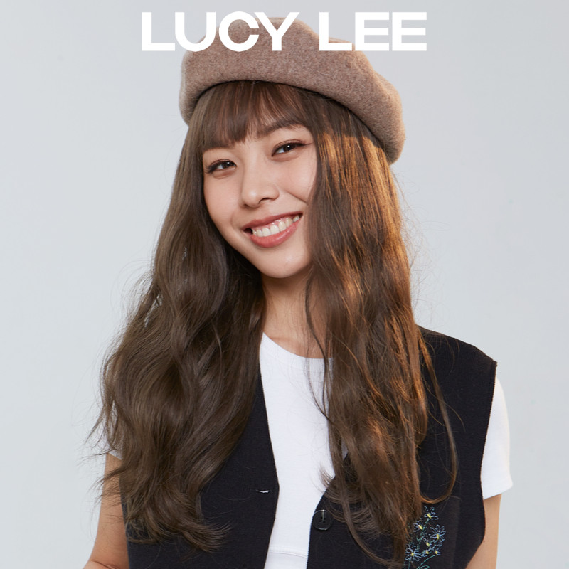 LUCY LEE亚麻色齐刘海长卷发齐刘海假发片女全头套大波浪韩版仿真_虎窝淘