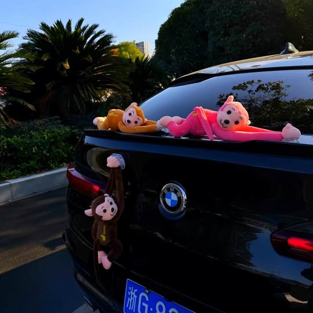 Funny car rear doll car outside the car, the vehicle is fast ...