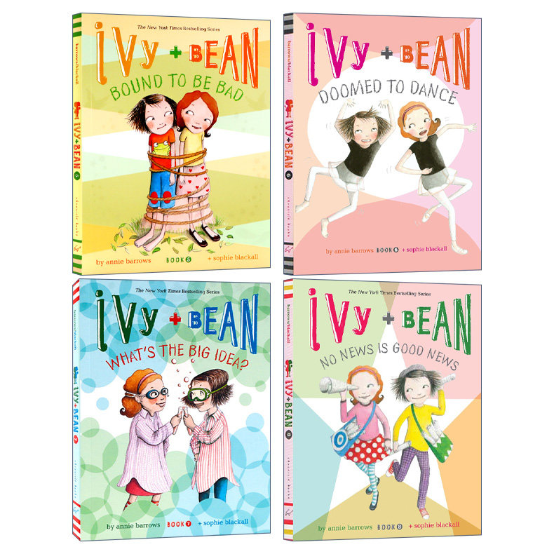 英文原版 Ivy and Bean艾薇和豆豆系列5-8册校园成长故事友谊主题儿童英语课外读物英文版进口英语原版书籍_虎窝淘