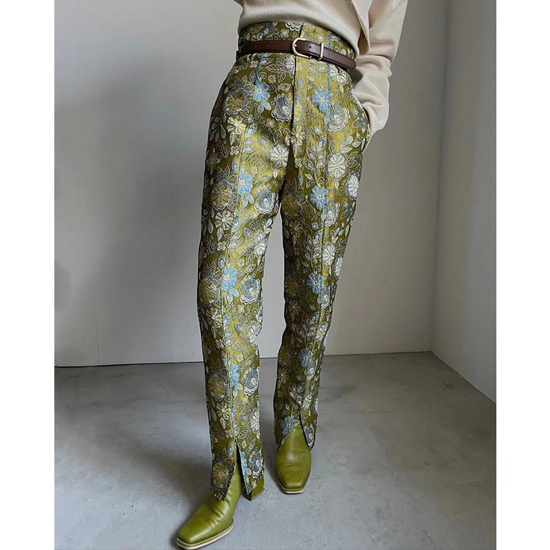 AMERI春季UNDRESSED系列定制面料高腰复古宫廷收腿裤02120860490_虎窝淘