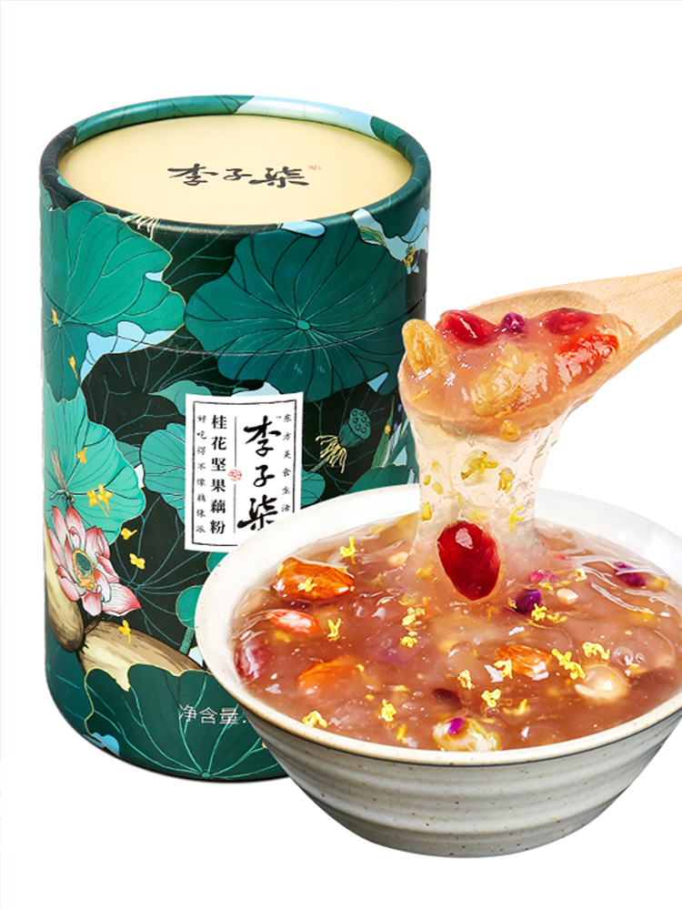 李子柒藕粉桂花坚果正品杭州西湖藕粉350g*2早餐冲泡258g罐装网红_虎窝淘