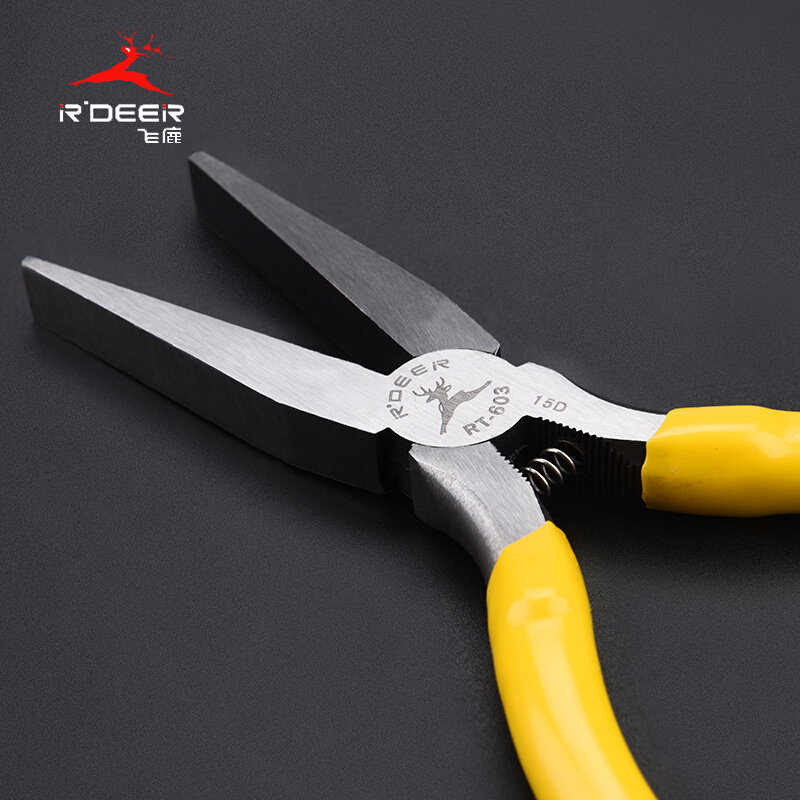。飞鹿工具5/6寸无牙扁嘴钳平口平嘴钳鸭嘴钳卡扣钳子铁钳 RT-603_虎窝淘