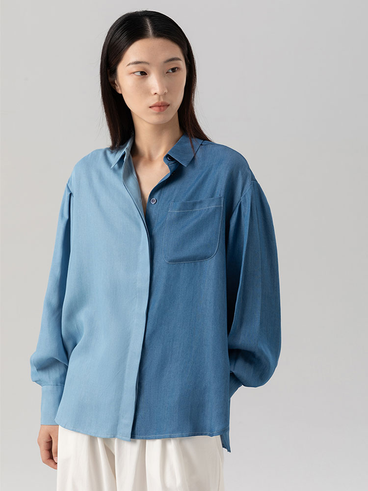 Fabrique宽松拼色衬衫新款女设计感小众复古高级感衬衣_虎窝淘