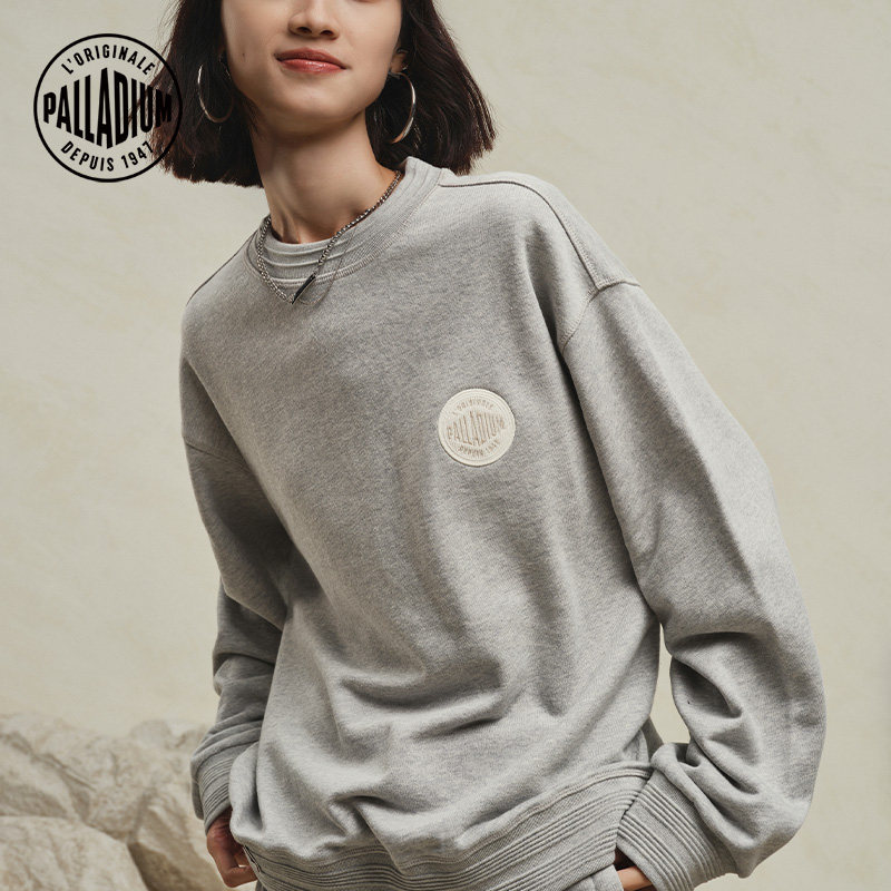 PALLADIUM帕拉丁圆领卫衣女宽松简约大气长袖T恤197829_虎窝淘