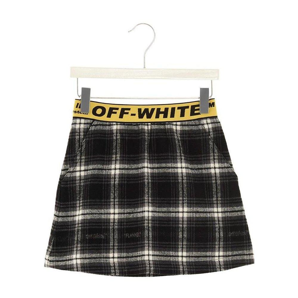 香港直邮Off-White格纹标志半身裙 OGCC003F21FAB002_虎窝淘