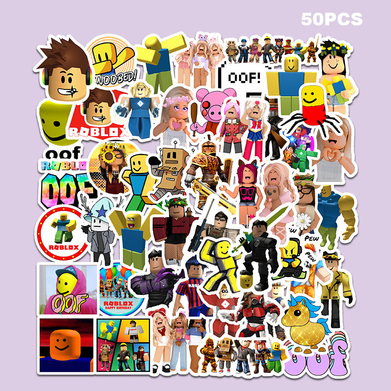 50张roblox防水装饰可爱卡通动漫贴画吉他平板笔记本保温杯充电宝水杯手帐本电脑手机电动车旅行箱行李箱贴纸_虎窝淘