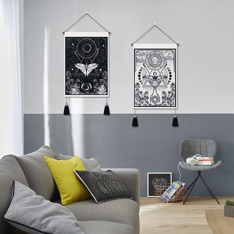 Pack Of 2 Tapestry Sun And Moon Tapestry Moth Tapestries Bla_虎窝淘