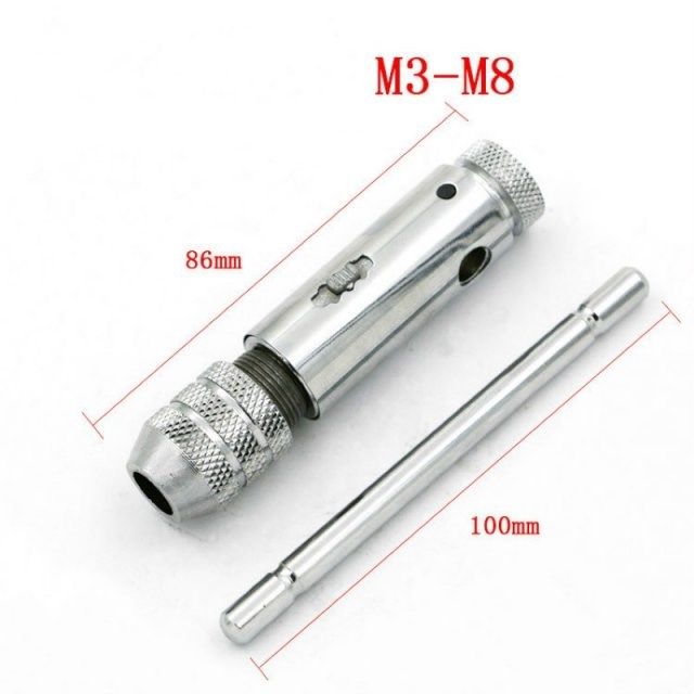 5Pcs M3-M8 T-Handle Ratchet Tap Wrench Adjustable Machinist_虎窝淘