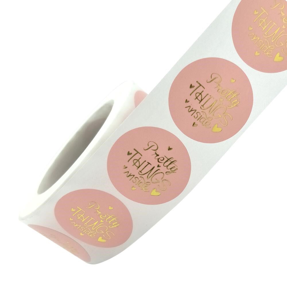 50-500pcs Pink Label Stickers Foil Thank You Stickers Taste_虎窝淘