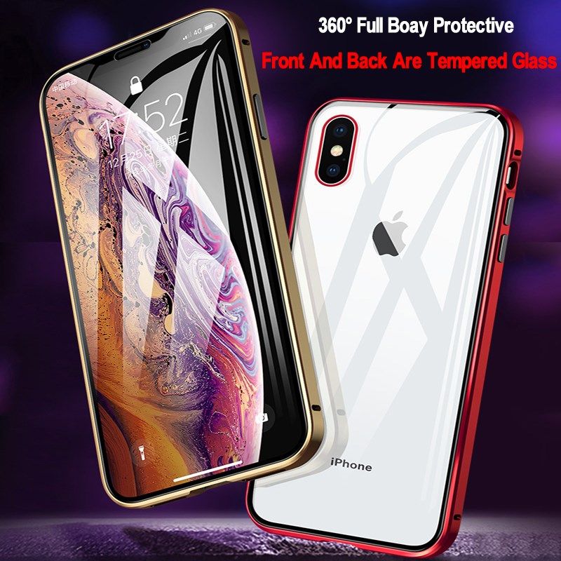 Magnetic Metal Glass Case iPhone 11 Pro XR XS Max iPhone 7_虎窝淘