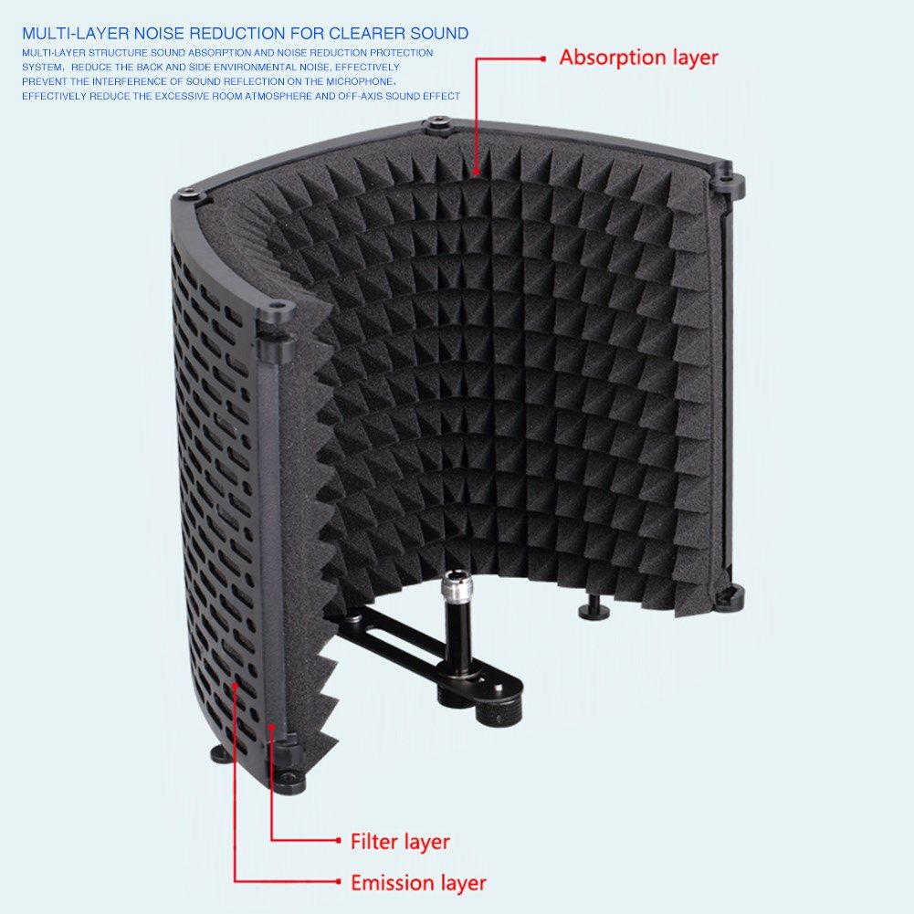 ABS Noise Reduction Microphone Isolation Shield Wind Screen_虎窝淘