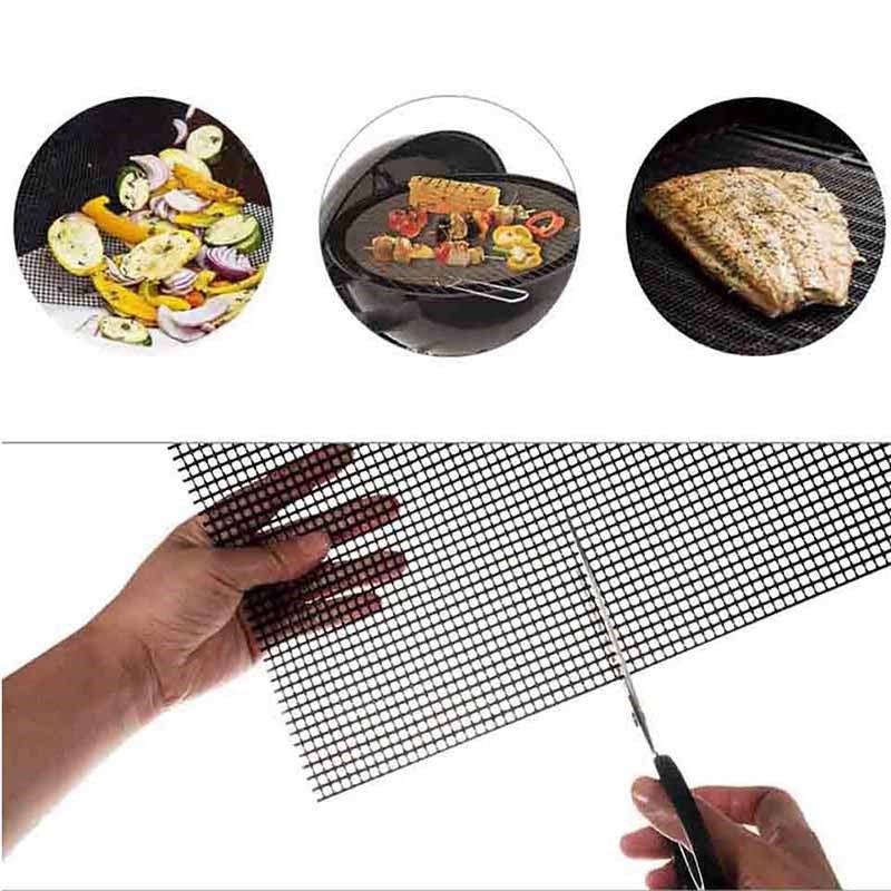 3Pcs Non-stick BBQ Grill Mesh Mat Grid Shape Barbecue Mat Te_虎窝淘