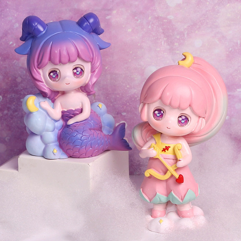 十二星座盲盒玩具手办摆件桌面可爱女生公仔卡通娃娃网红礼物树脂_虎窝淘