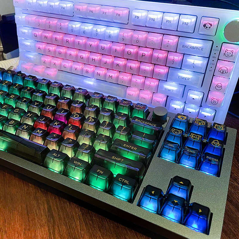 AKKO Clear透明键帽黑透白透全透冰晶1%樱桃TTC全配列黑色客制化_虎窝淘