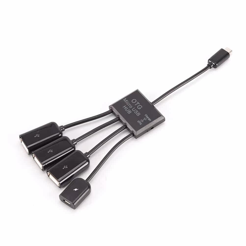 Multi-function USB 2.0 4 in 1 Micro USB Host OTG Charge Hub_虎窝淘