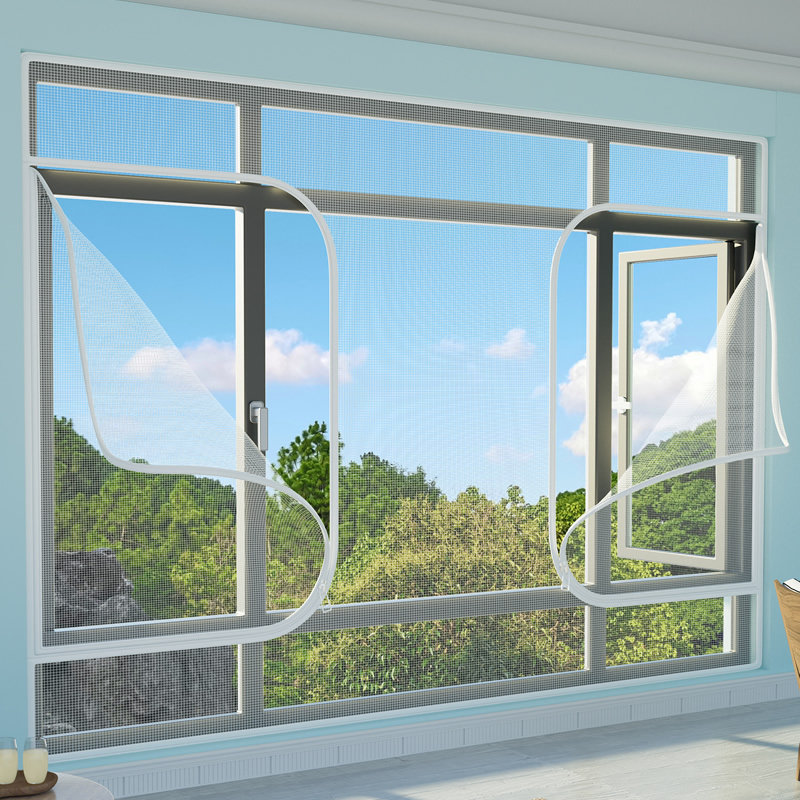 定制窗户防蚊纱窗网自装窗纱网自粘式家用隐形魔术贴免打孔沙窗帘_虎窝淘