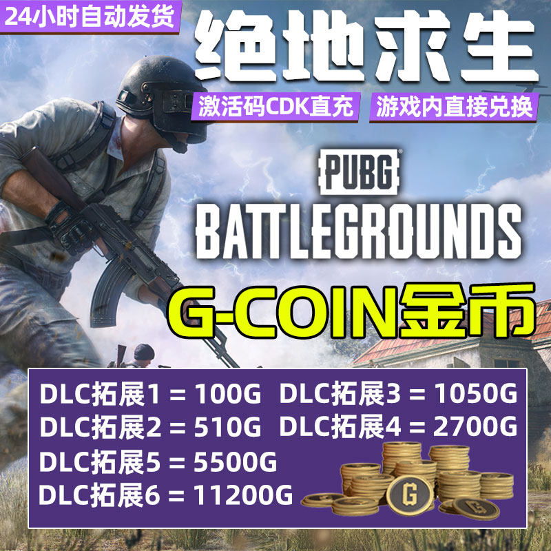 pubgg币PUBG皮肤cdk绝地求生G-coin金币充值吃鸡steam兑换激活码_虎窝淘