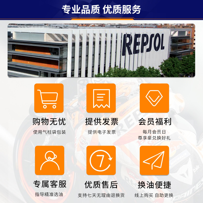 repsol睿烁威爽雷神10W-40摩托车机油赛道级RACING全合成SN 1升_虎窝淘