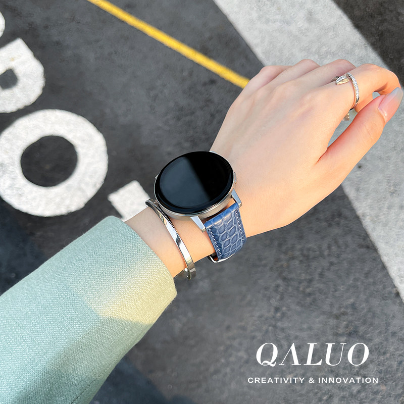 QALUO适用华为GT3手表GT1/GT2/2E表带Watchgt3荣耀Magic2新款Watch3/3Pro高级美洲鳄鱼皮真皮男女46/42 ...