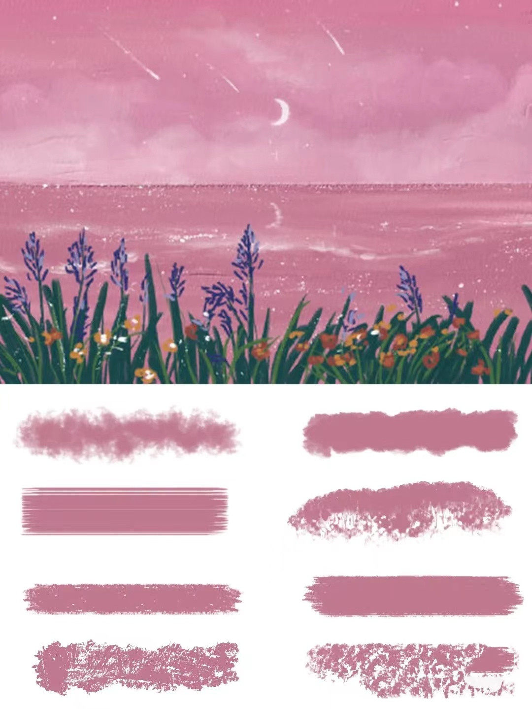 procreate笔刷蜡笔油画棒涂鸦ps笔刷厚涂插画iPad手绘设计素材_虎窝淘