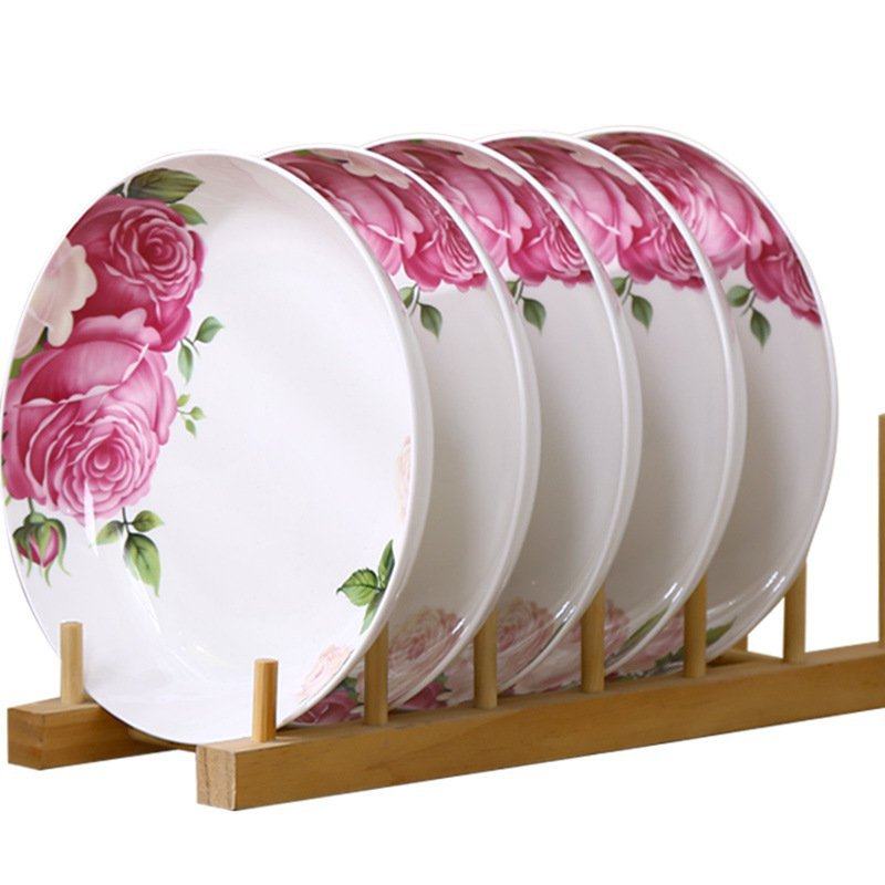 菜盘家用盘子陶瓷菜碟子中式创意简约10个深汤圆盘大号炒菜盘套装_虎窝淘