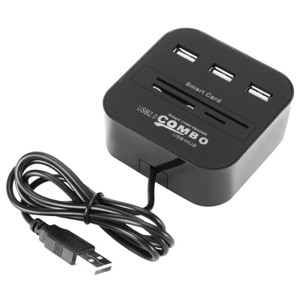 Portable USB HUB Smart Card Reader SIM TF SD Bank Chip Card_虎窝淘