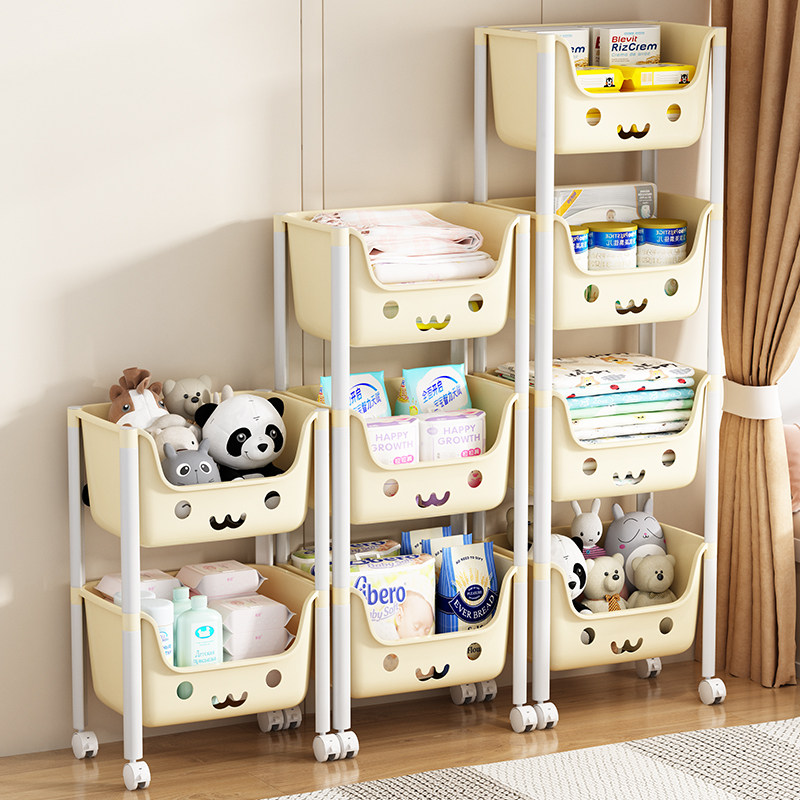 儿童玩具置物架收纳架家用可移动多层整理绘本架子客厅零食小推车_虎窝淘
