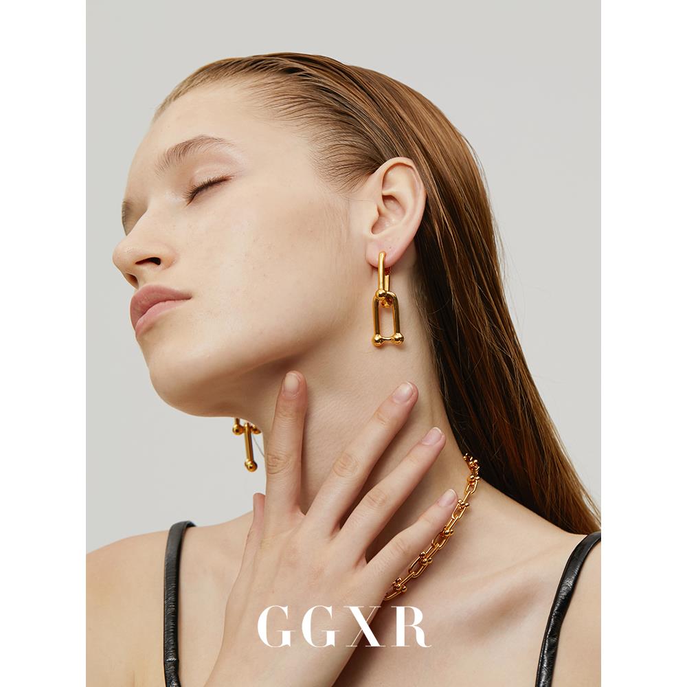 GGXR欧美春多戴法竹节耳环时髦耳夹无耳Hailey耳环