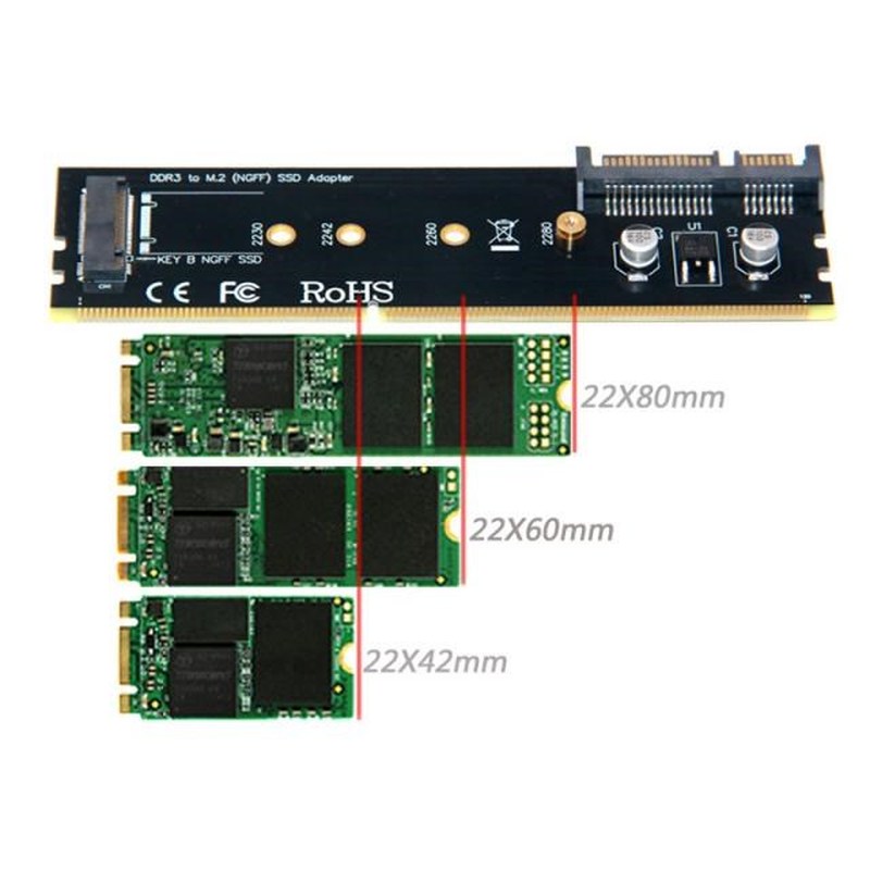 DDR2 DDR3 DDR4 to M2 SSD Adapter M.2 NGFF B Key Riser Card S_虎窝淘