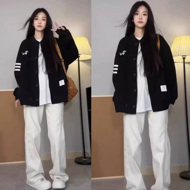 High Street College Style Cardigan Baseball Coat Women's Spring and ...